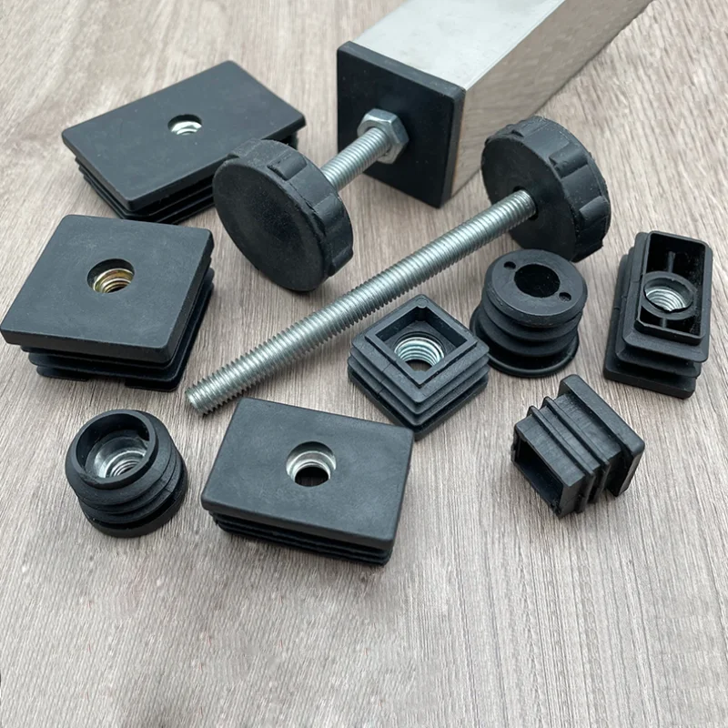 Black Plastic Blanking End Cap Caps Pipe Tube Inserts With M8 Metal ...