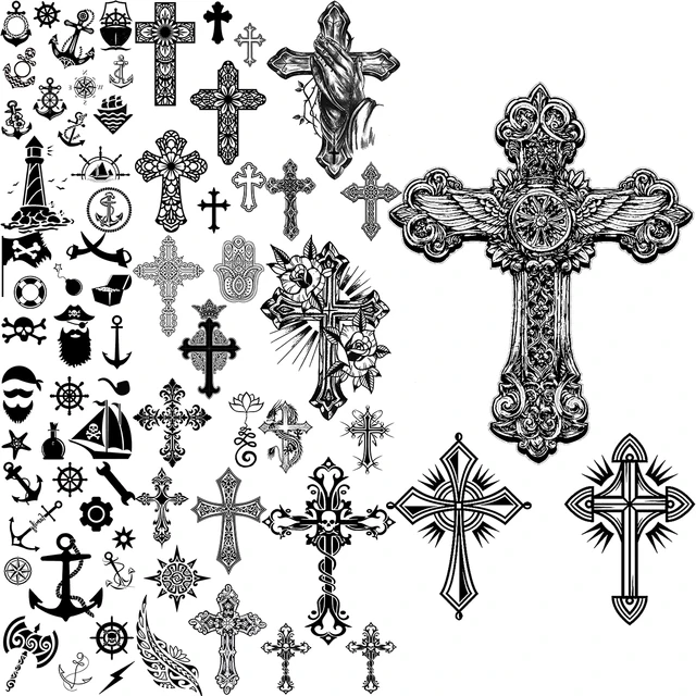 Simple Black Cross Tattoo On Back