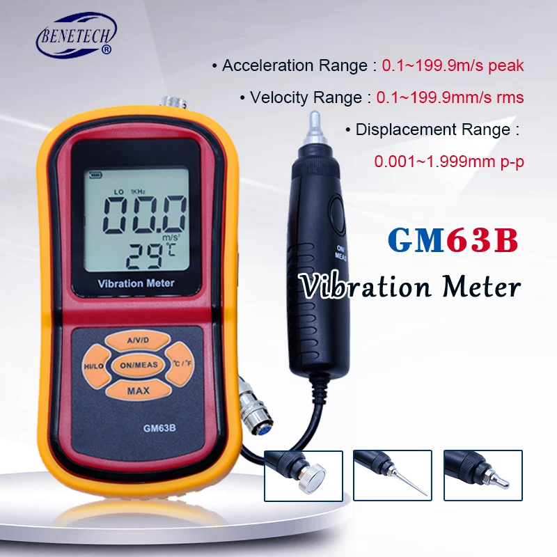 Beneech vibrómetro ultrasónico de alta compresión GM63B, analizador Digital portátil con ...