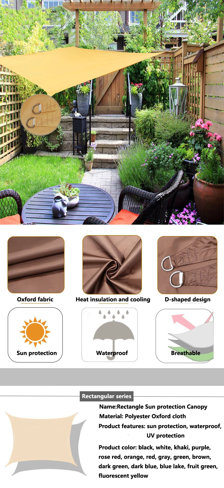 Tente,Auvent d'extérieur étanche,Protection solaire triangulaire,auvent ...
