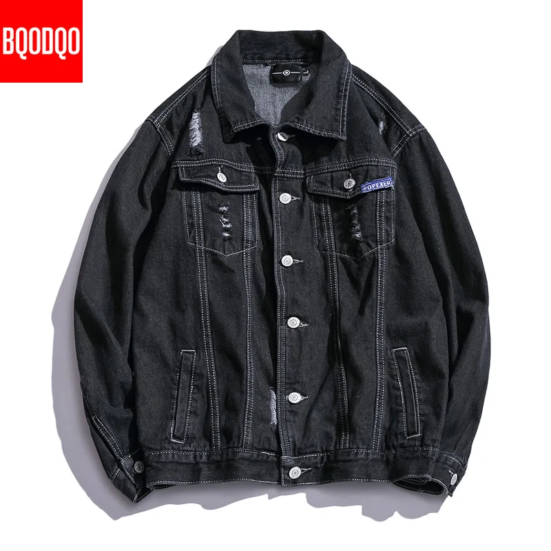 HIP HOP Bomber Jacket Men Autumn Denim Streetwear Cargo Military ...