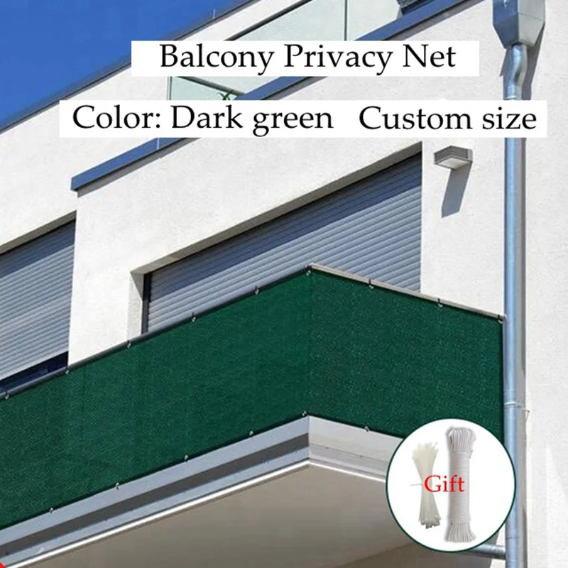 Dark Green HDPE Balcony Privacy Net Fence Shielding Anti-UV Windproof ...