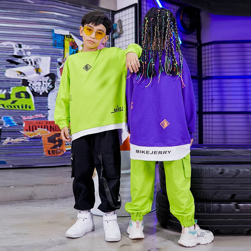 Kids-Jazz-Dance-Costume-Long-Sleeve-Sweatshirt-For-Hip-Hop-Girls-Boys ...