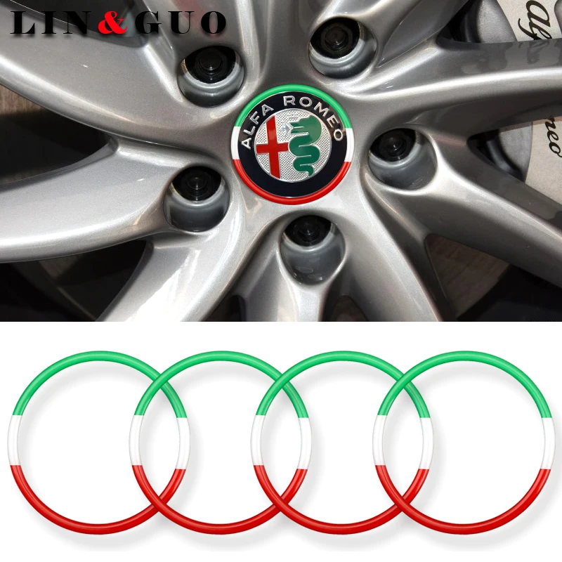 4pcs Car Wheel hub center decorative stickers fit for alfa romeo 159 ...