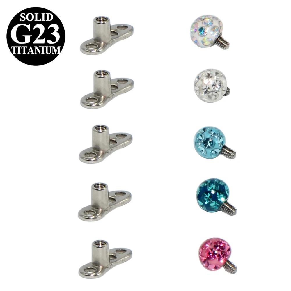 Titanium-Steel-Epoxy-Crystal-Ferido-Ball-Micro-Dermal-Anchor-Skin-Diver ...