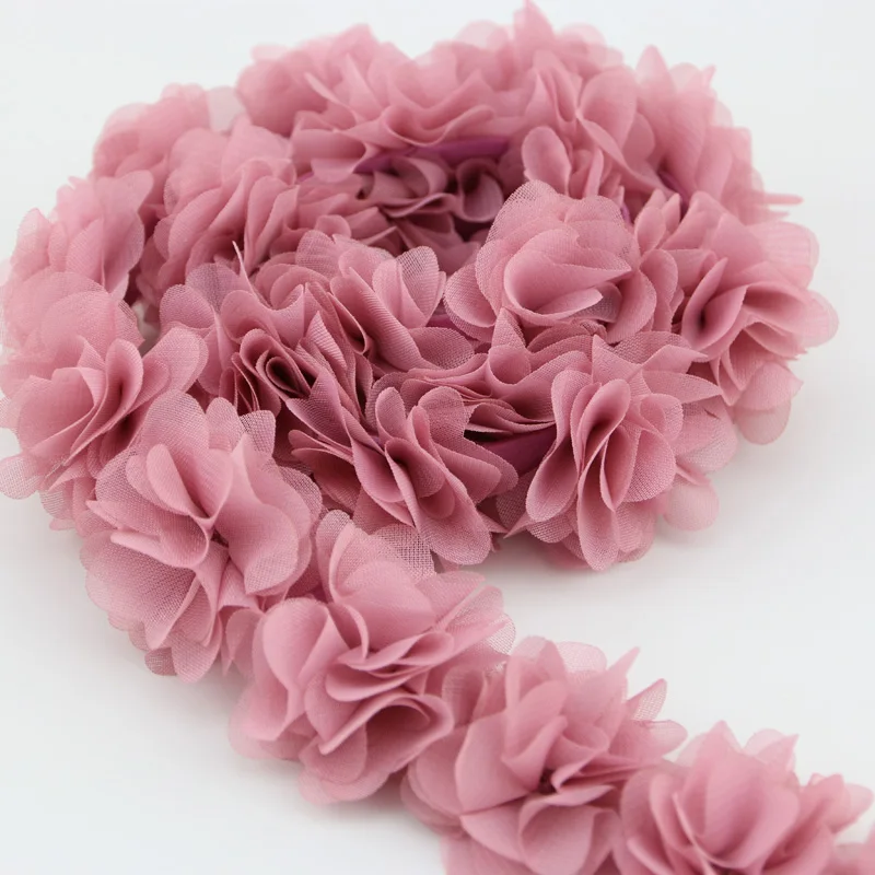 (1 meter) Chiffon lace fabric Webbing Decoration flower gift ribbons ...