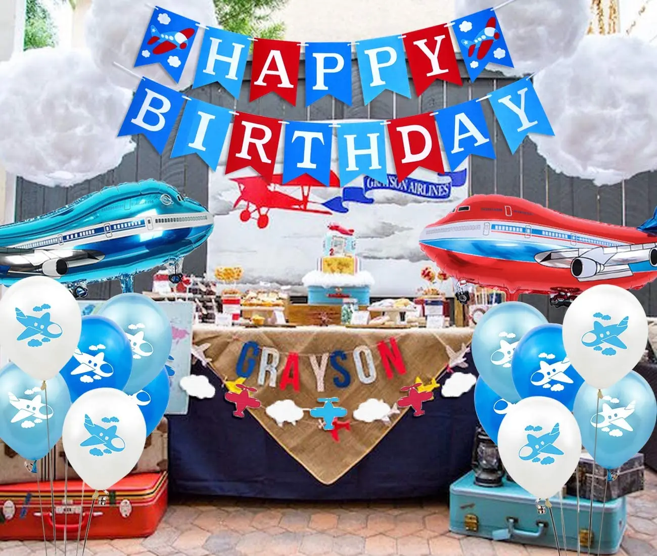Banners & Signs Paper & Party Supplies Party Décor Airplane Birthday ...