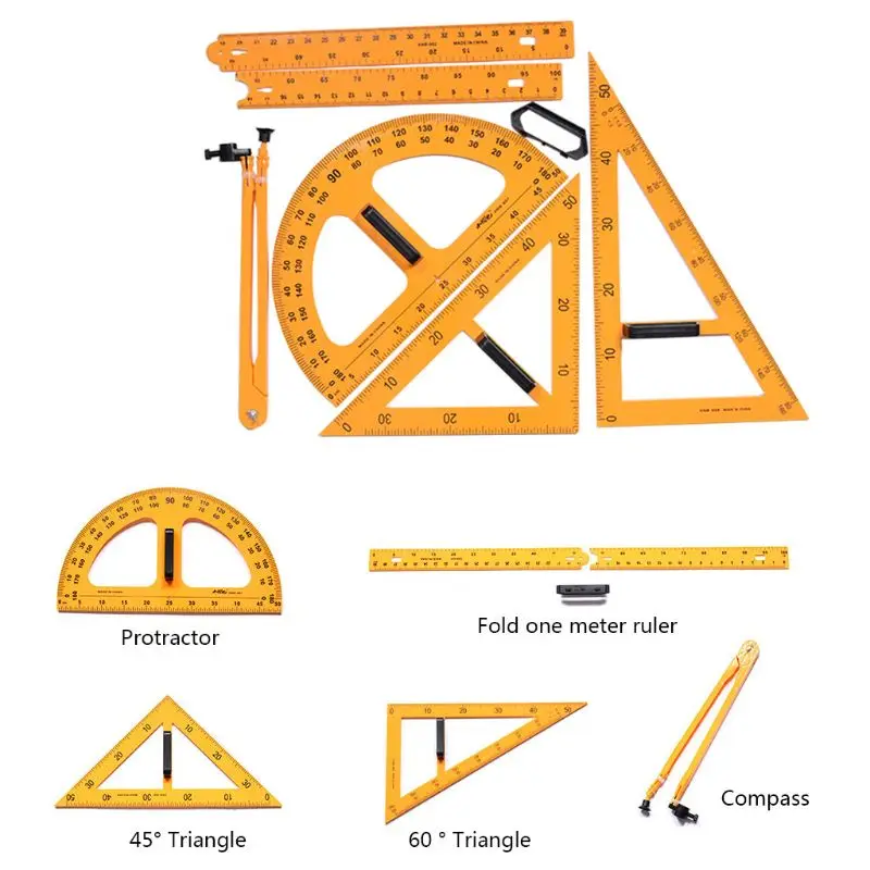 Multifunction Teaching Ruler Set Triangle Compasses Protractor ...