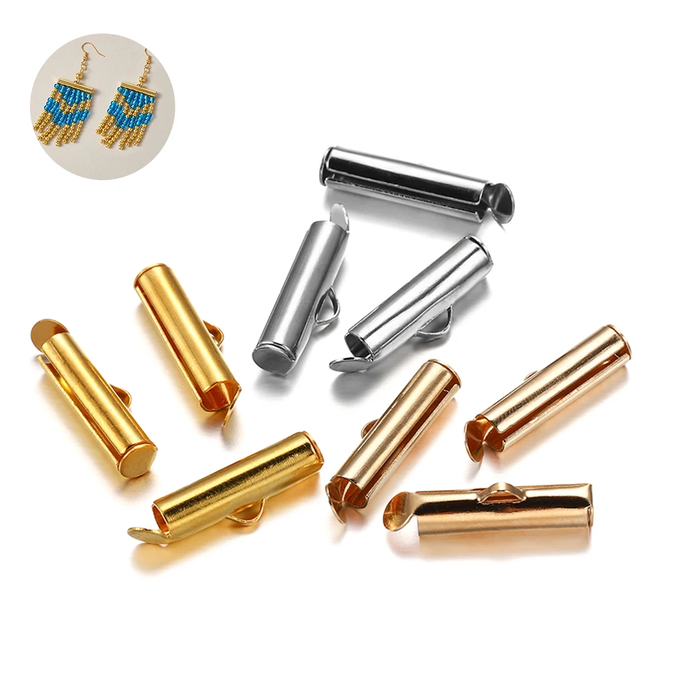 30-50Pcs-lot-Slide-Crimp-End-Clasps-Leather-Bracelet-End-Buckles ...