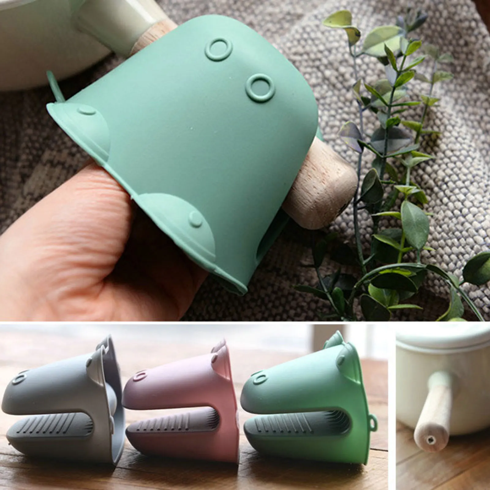 2PC Cute Silicone Kitchen Organizer Insulated Heat Pot Clips Microwave ...