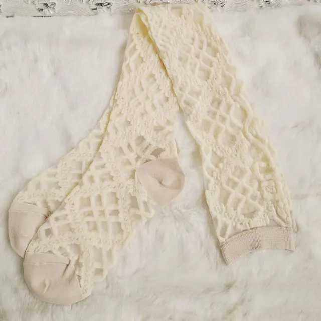 Sweet Hollow Out White/Black Gothic Stockings Thigh High Lace Long ...