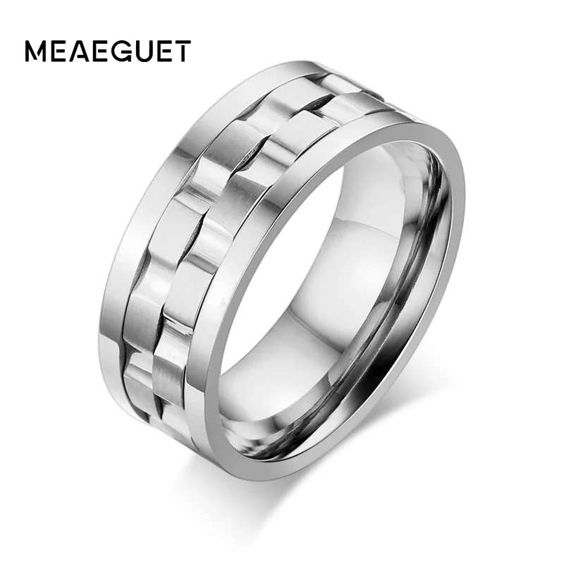 Men's Spinner Ring Rotatable Wedding Band Round Rings Classic Gold ...