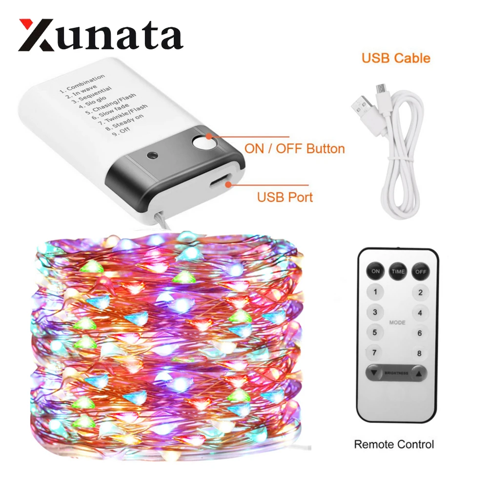 LED String Light Eight Modes Dual Power Battery Box Fairy Lights String ...