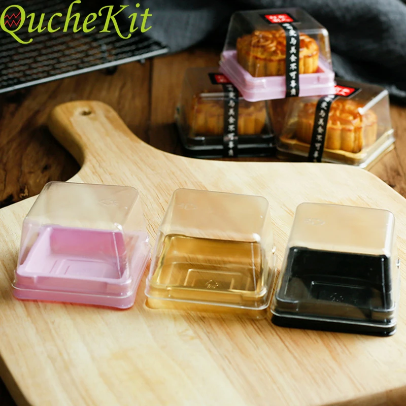 50pcs 50g Square Moon Cake Trays Mooncake Packaging Box Food Container ...