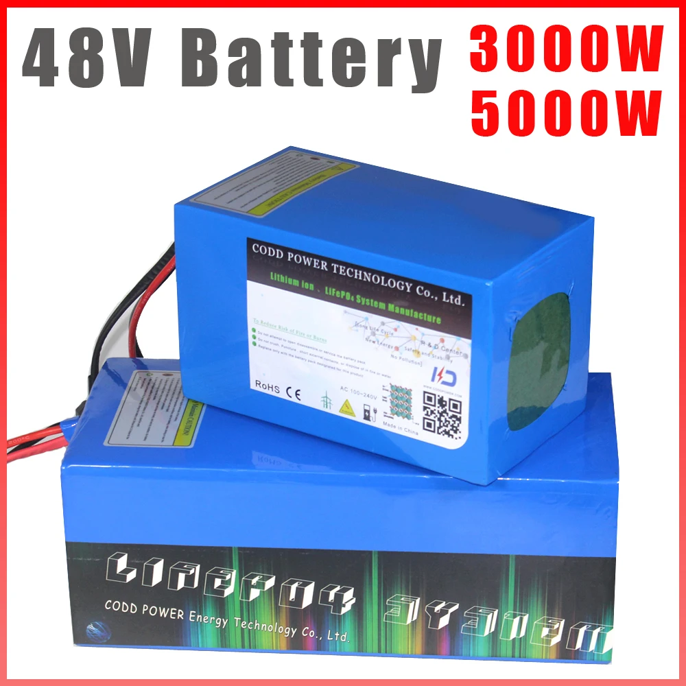 48V 20Ah 40Ah 100Ah eBike Battery Pack with 500W 1000W 2000W 3000W 5000W BMS Free EU USA Tax ...