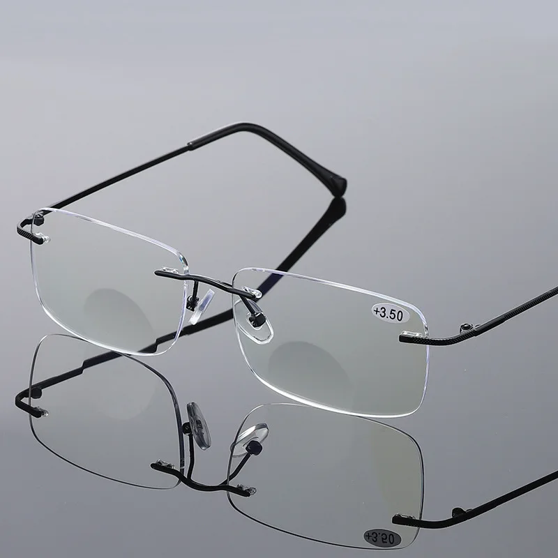 Sem aro óculos de leitura bifocal homem anti azul ultralight lupa ...