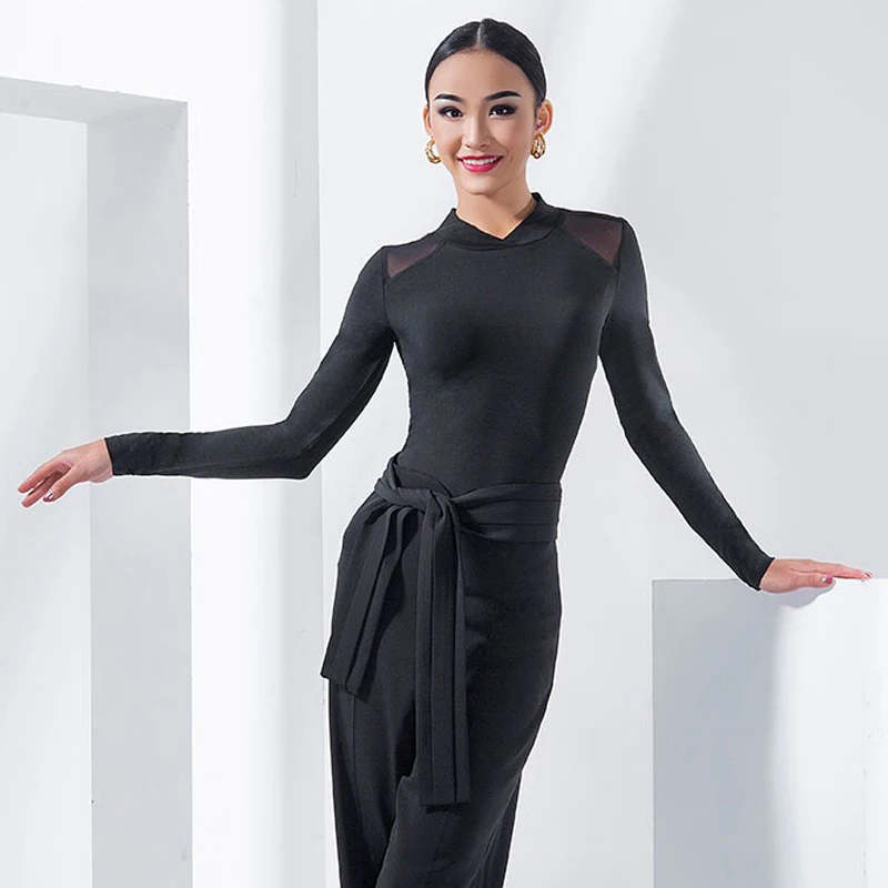 Modern-Dance-Top-Women-New-Long-Sleeved-Mesh-National-Standard-Ballroom ...