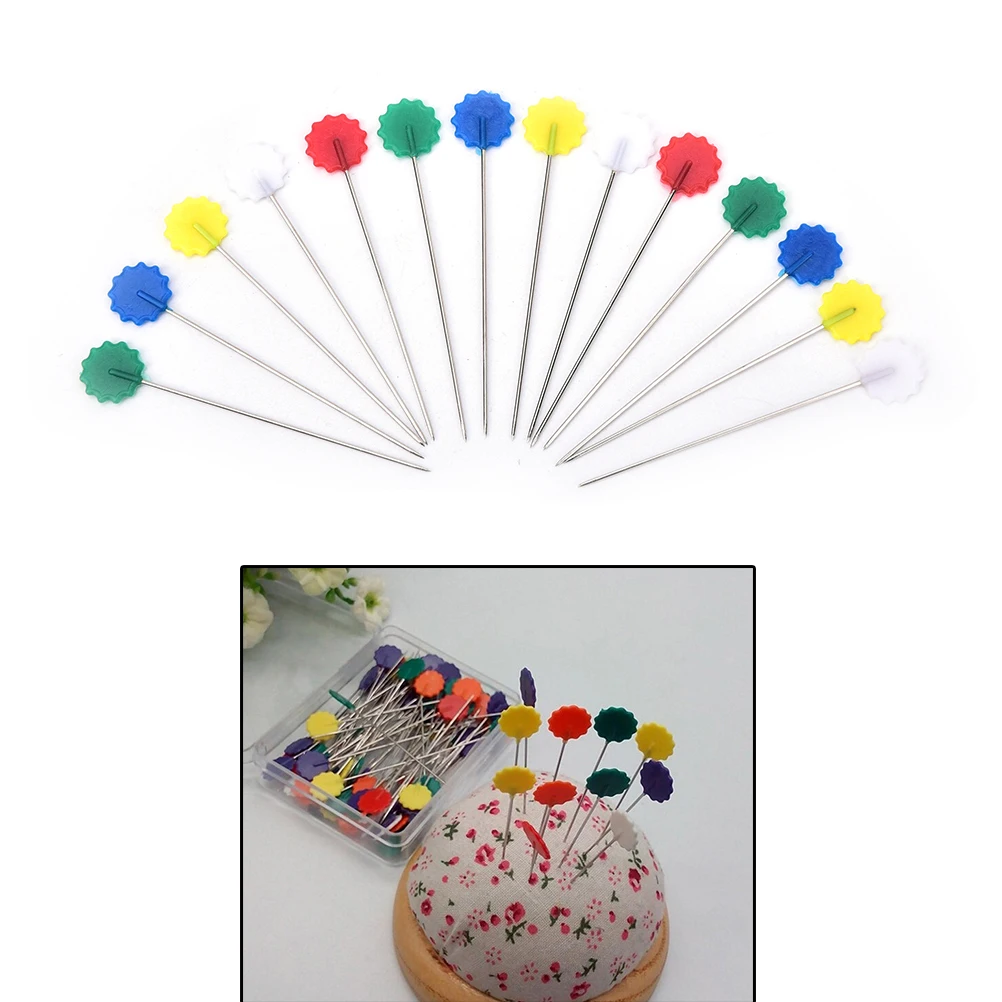 Patchwork Needle Craft Flower Button Head Pins Embroidery Pins For DIY ...