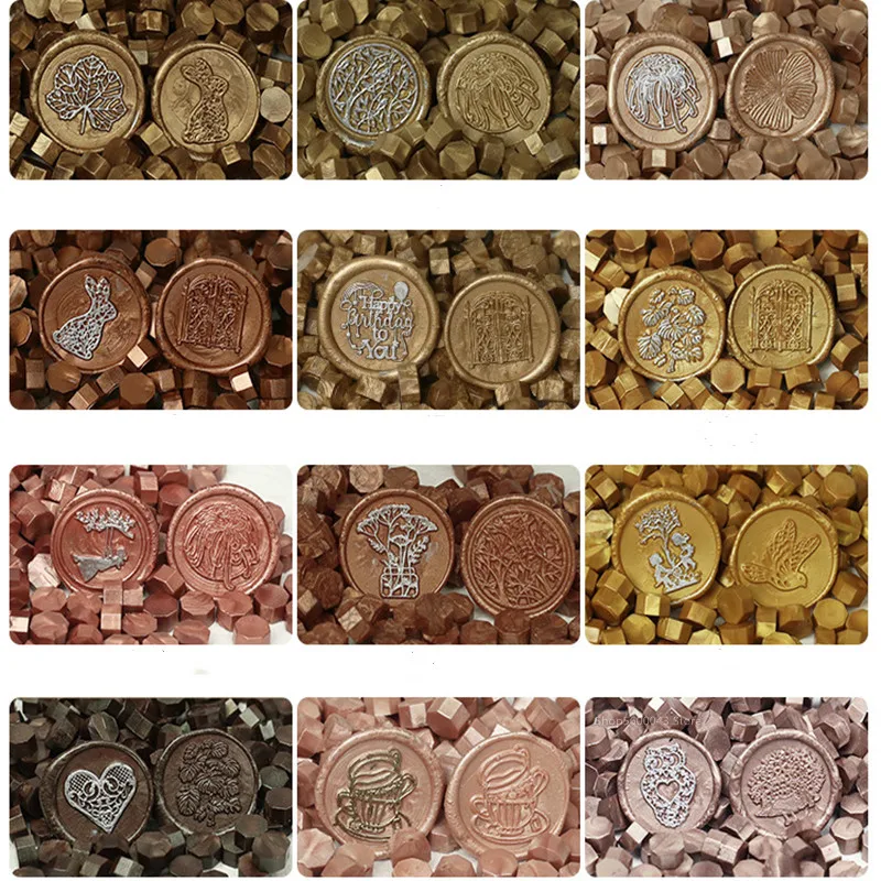 100pcs 금속 시리즈 왁 스 인감 콩 스탬프 구슬 빈티지 공예 봉투 결혼식 고대 씰링 왁 스 스탬프 도구 만들기