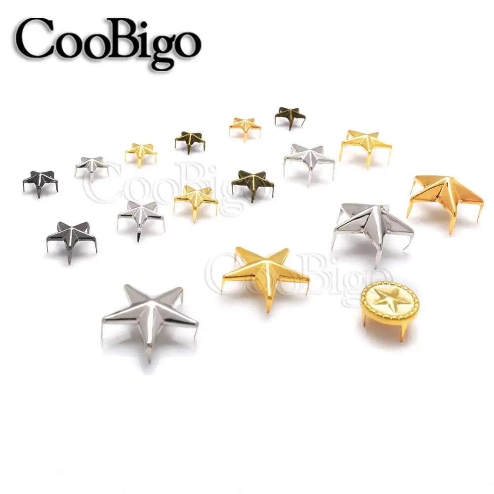 200pcs Star shape Rivets Spike Studs 5 claws star Rivets Spots Nailhead ...