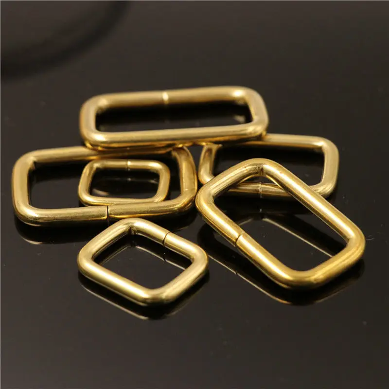 2x Brass metal wire formed rectangle ring buckle loops for webbing ...