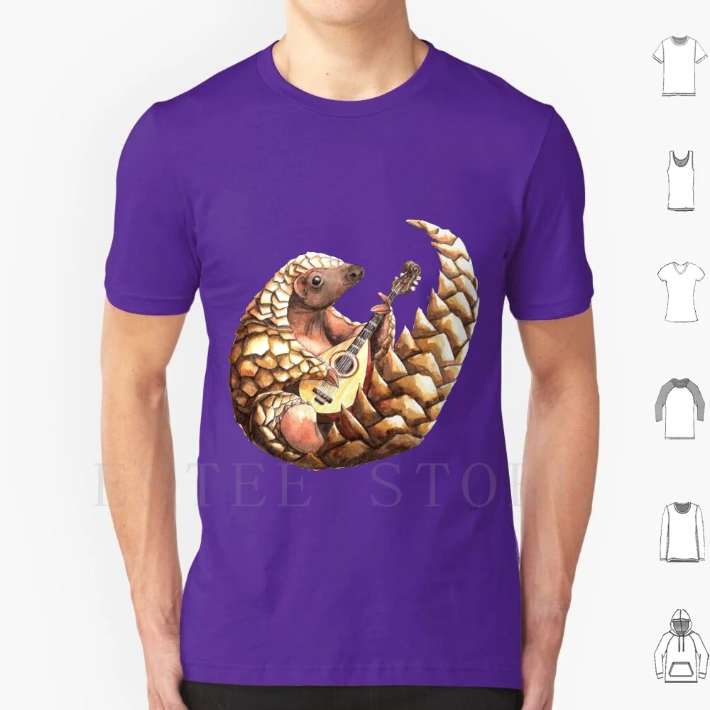 Pangolin Playing The Mandolin T Shirt Cotton Men DIY Print Pangolin ...