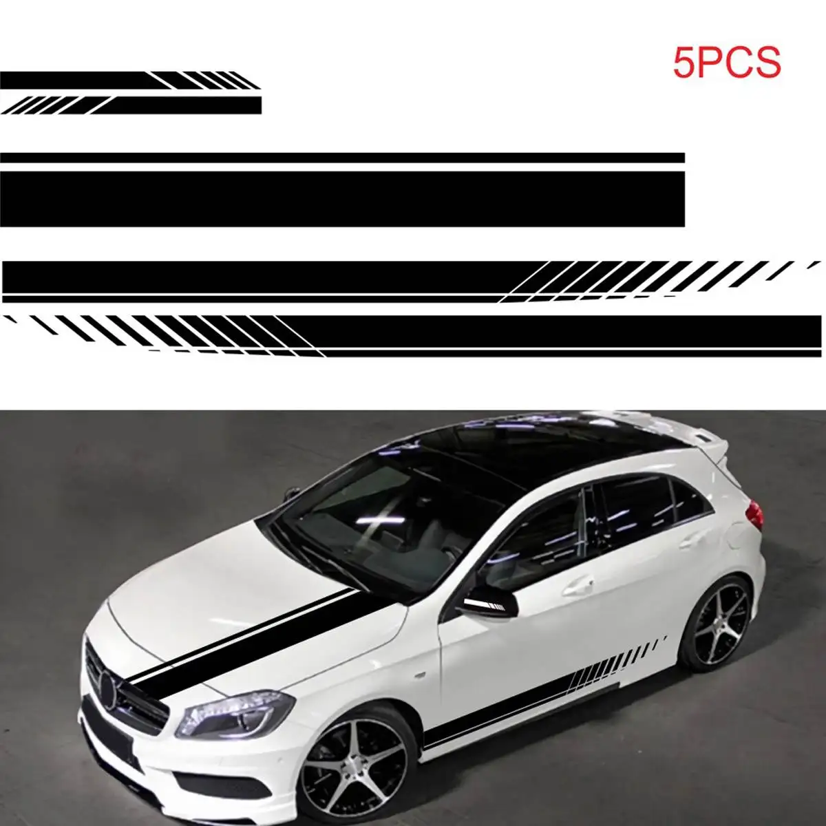 5Pcs Car Stickers side Stripes Body Decals