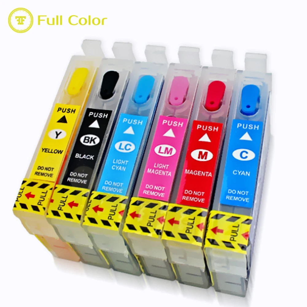 FULLCOLOR เติมตลับหมึกเปล่าพร้อมชิปรีเซ็ตอัตโนมัติ T0851 T0856 85N สำหรับ Epson R330 1390 T60 ...