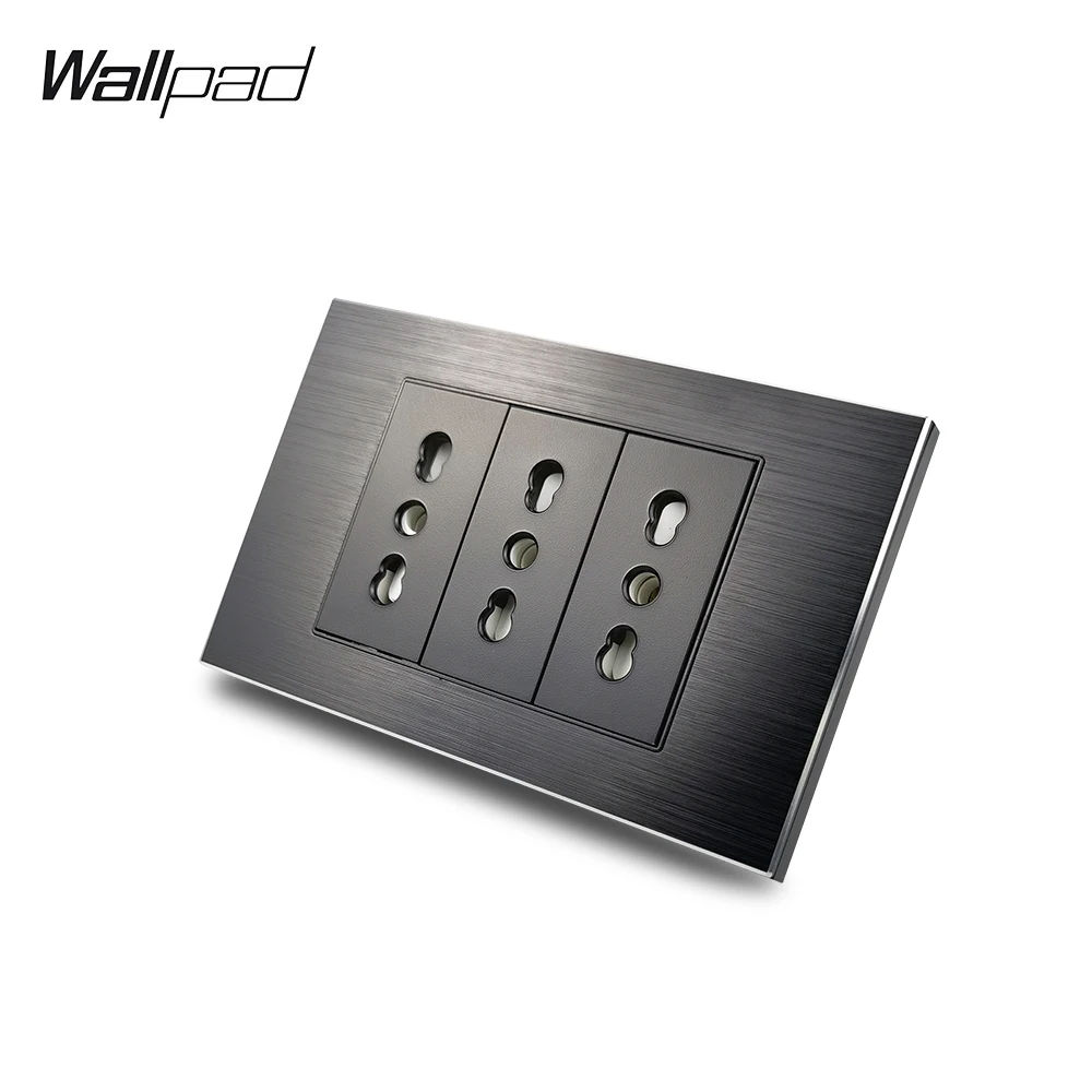 118-75mm-Italian-Wall-Socket-Wallpad-L3-Black-Aluminum-Wall-Panel ...