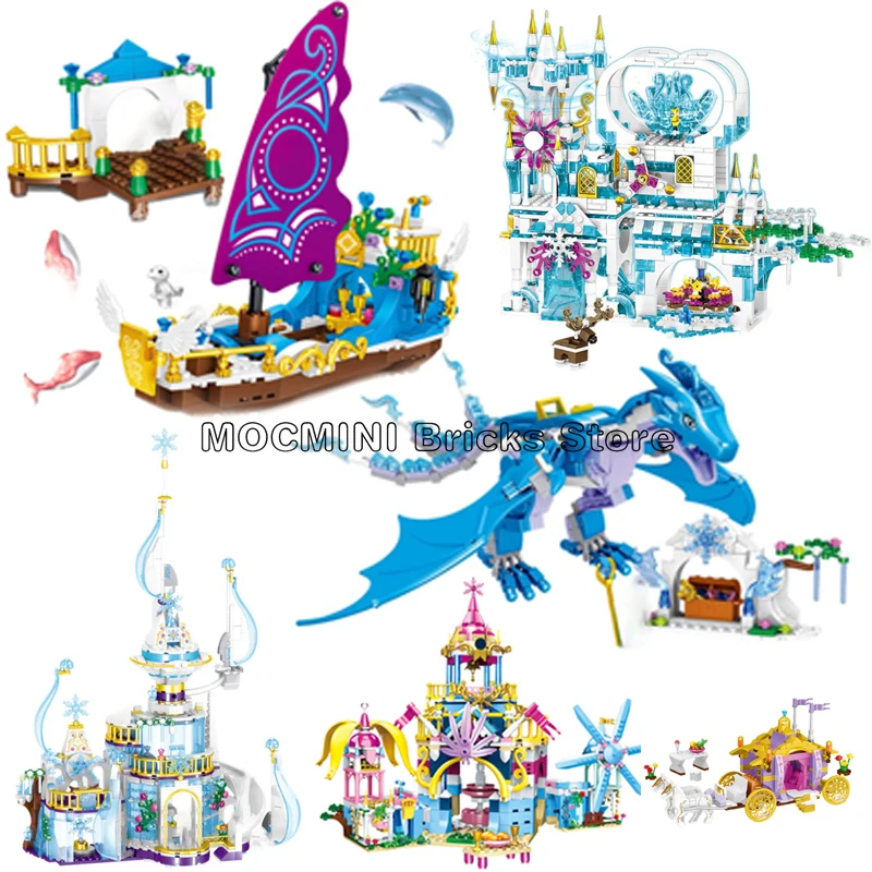 Constructor Model Princess Castle Ice and Snow World Carriage Dragon ...