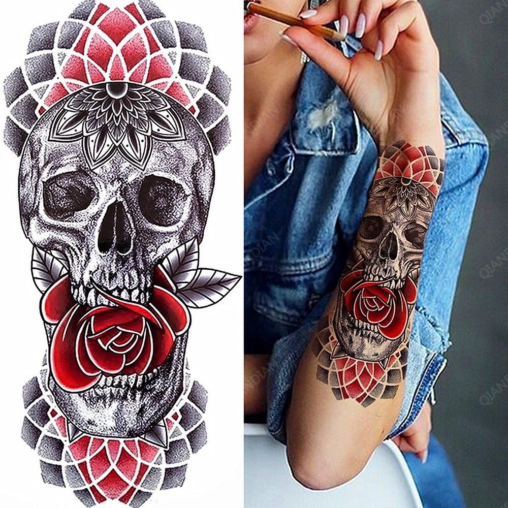 Chrysanthemum And Skull Tattoo
