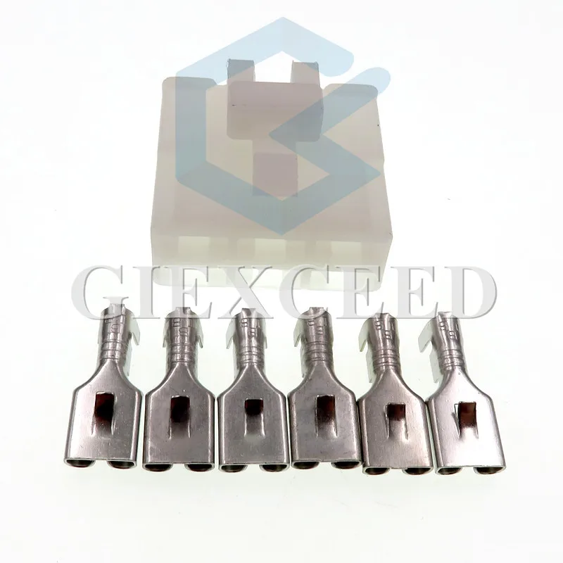 2 Sets 6 Pin Automotive Connector 6.3mm Female Plug High Current Socket ...