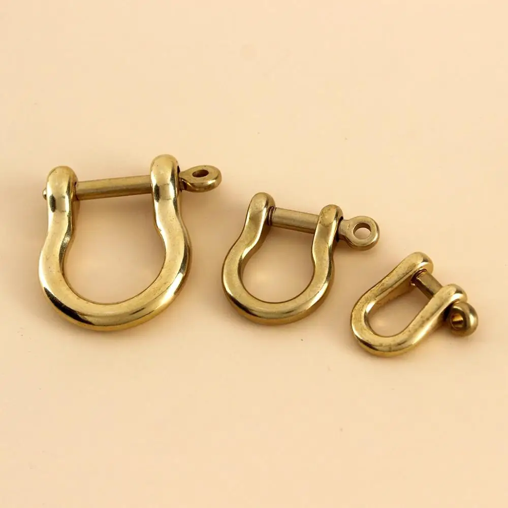 Solid-Brass-Carabiner-D-Bow-Shackle-Fob-Key-Ring-Keychain-Hook-Screw ...