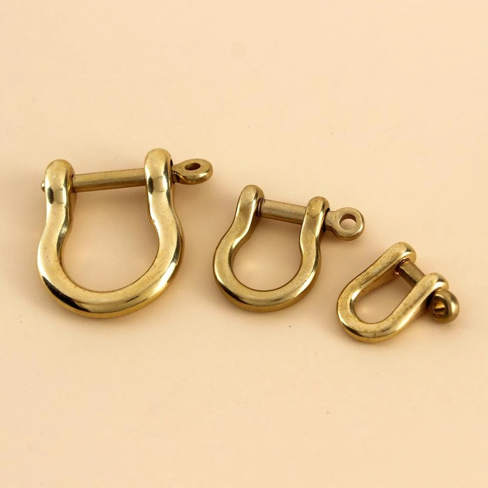 Solid Brass Carabiner D Bow Shackle Fob Key Ring Keychain Hook Screw ...