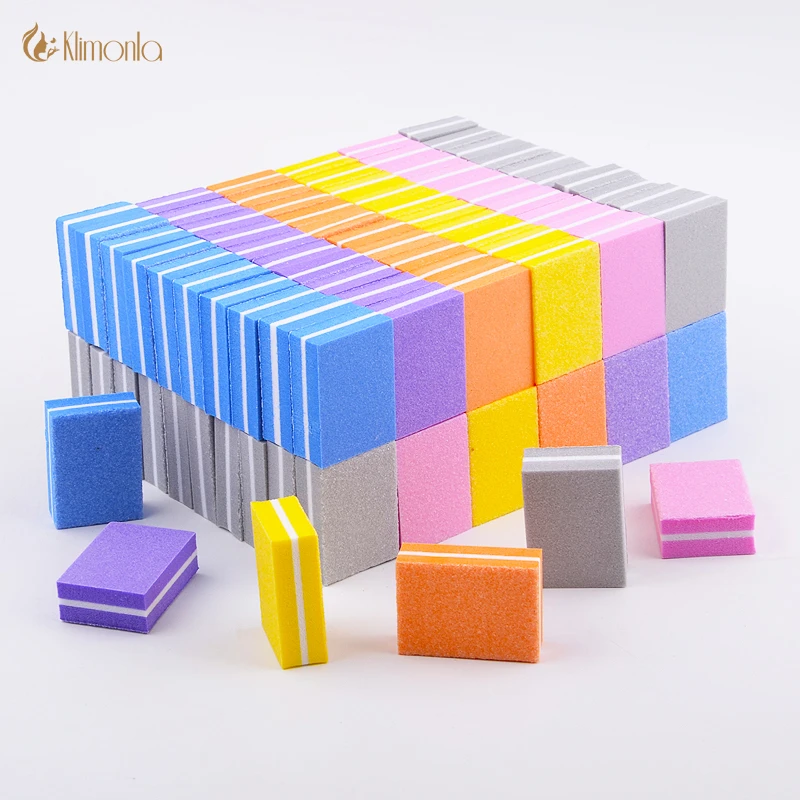 100pcs/lot Professional Nail File Mini Sponge Nail Sanding Blocks UV ...
