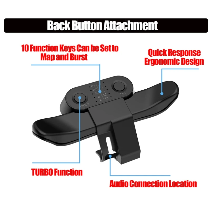 Extended Gamepad Back Button Attachment Joystick Rear Button With Turbo Key Adapter For PS4 ...