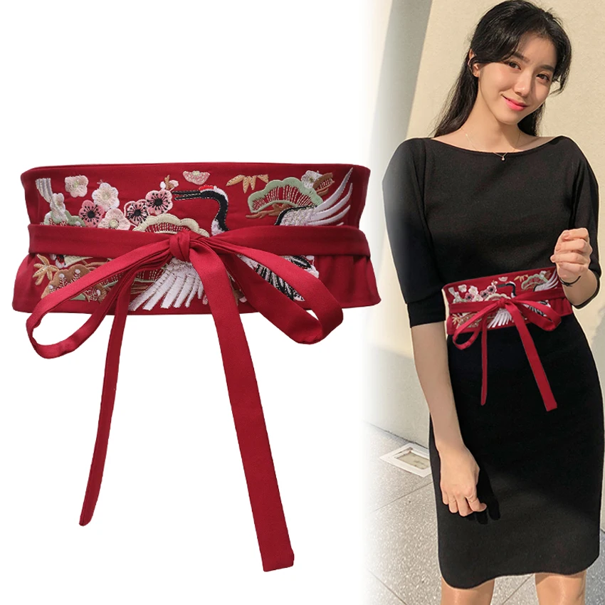 Woman-Vintage-Embroidery-Belt-Japanese-Traditional-Kimono-Obi-Yukata ...