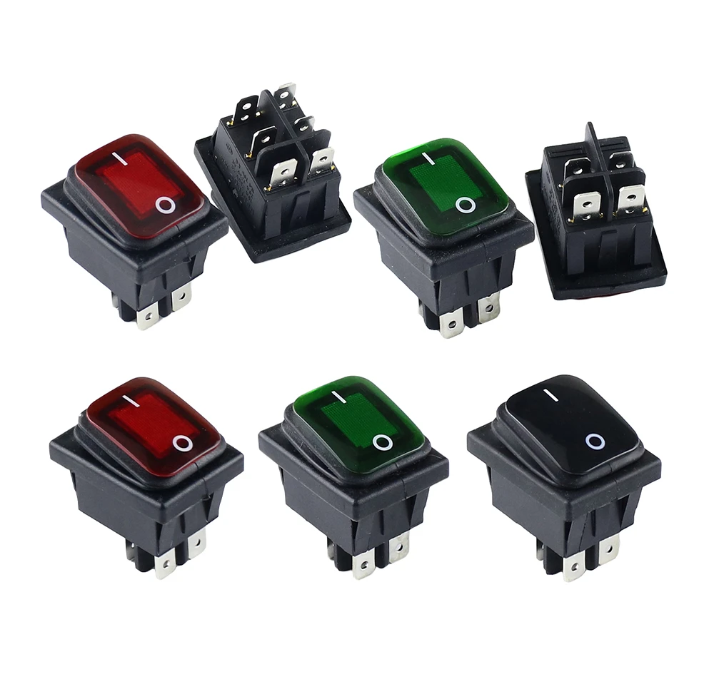 KCD4 Rocker Switch 4pin / 6pin 16A 250VAC Waterproof DPDT ON OFF Red ...