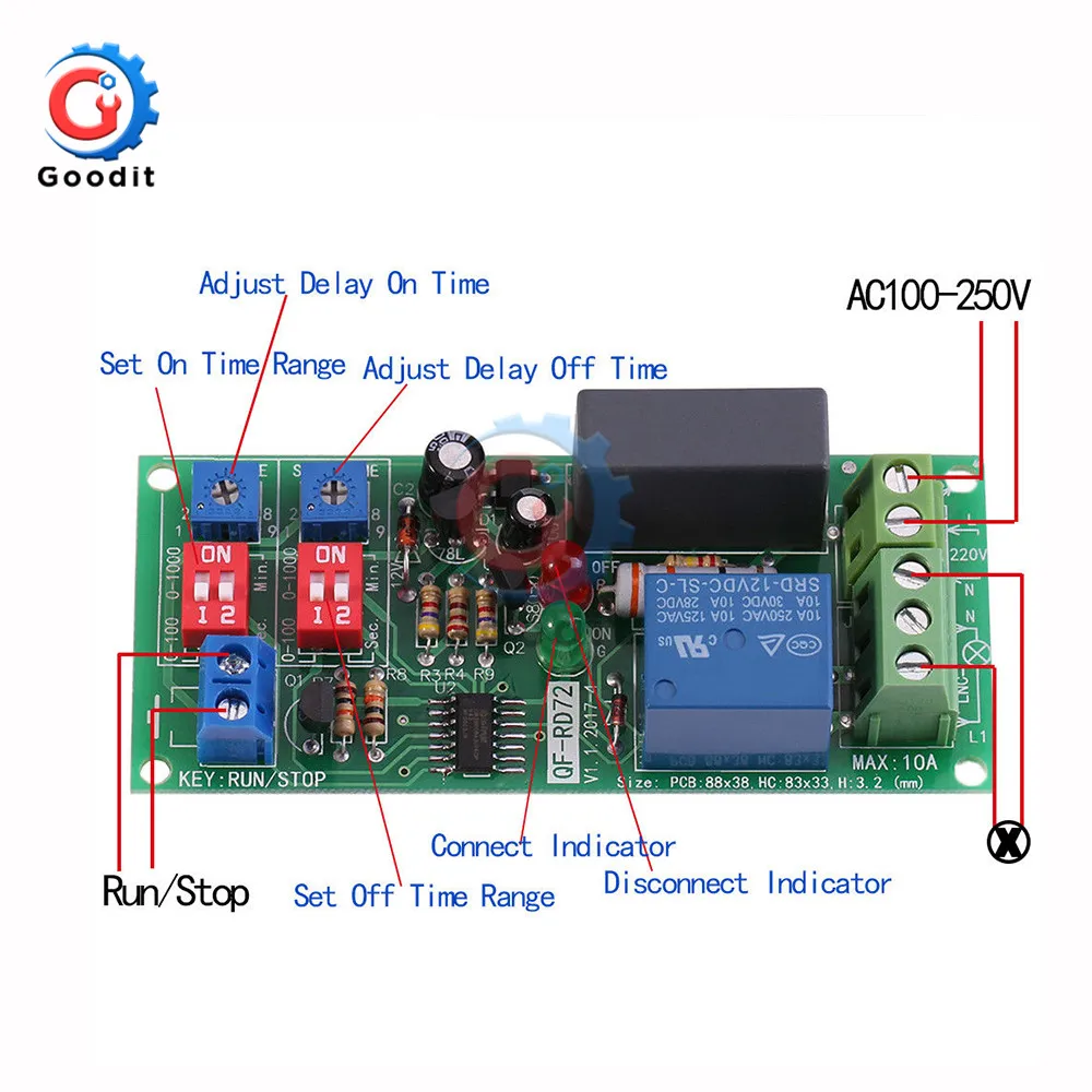 AC 100V 110V 120V 220V 230V 240V Adjustable Timer Control Relay Module ...