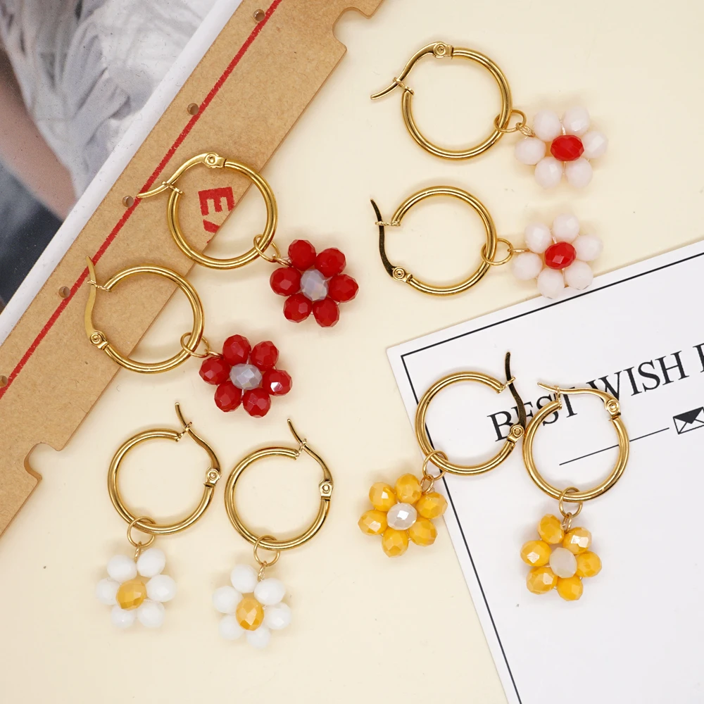Go2boho-brincos-simples-multicolorido-cristal-daisy-flor-gota-de-a-o ...