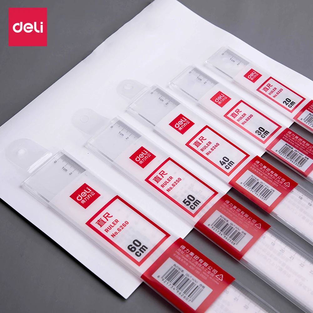 Deli Plastic Ruler 20cm/30cm/40cm/50cm/60cm Multi standard Ruler ...