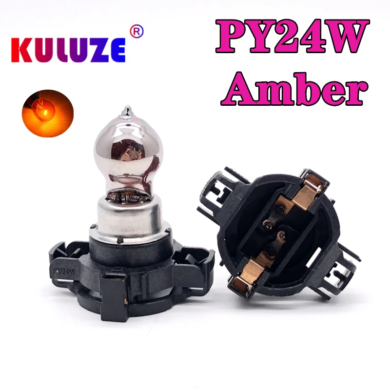 Kuluze 2 Pcs Py24w Amber Chrome Plated Bulb 12v24w Invisible Turn ...