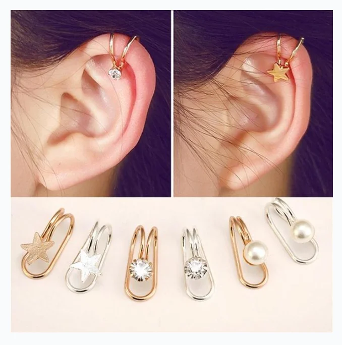 Earrings Cuffs Set Women | Set Earrings Stars Cuffs | Ear Cuff Earring ...