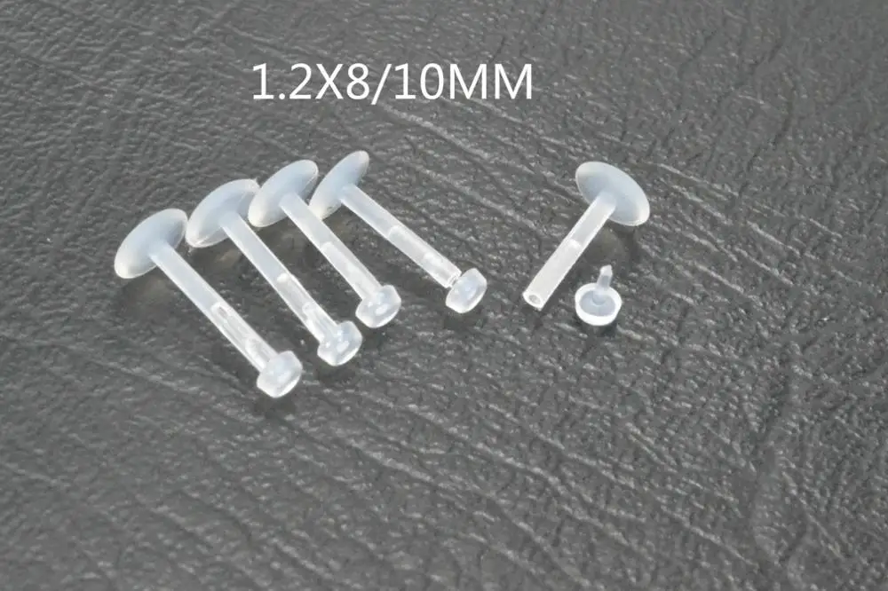 LOT50pcs Body Piercing -UV Flexible Retainer Clear Flat Lip Labret Ring ...