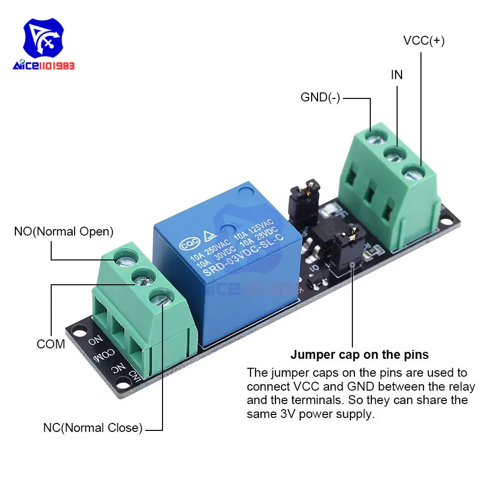 diymore 1 CH Relay Power Switch Board with Optocoupler 3V Isolation ...