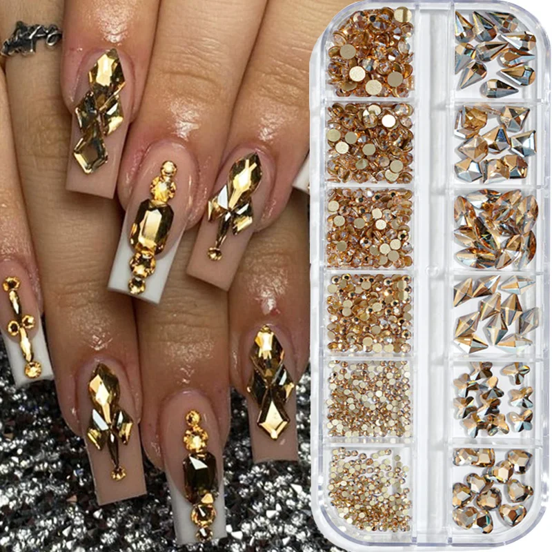 Nail Designs With Gold Rhinestones