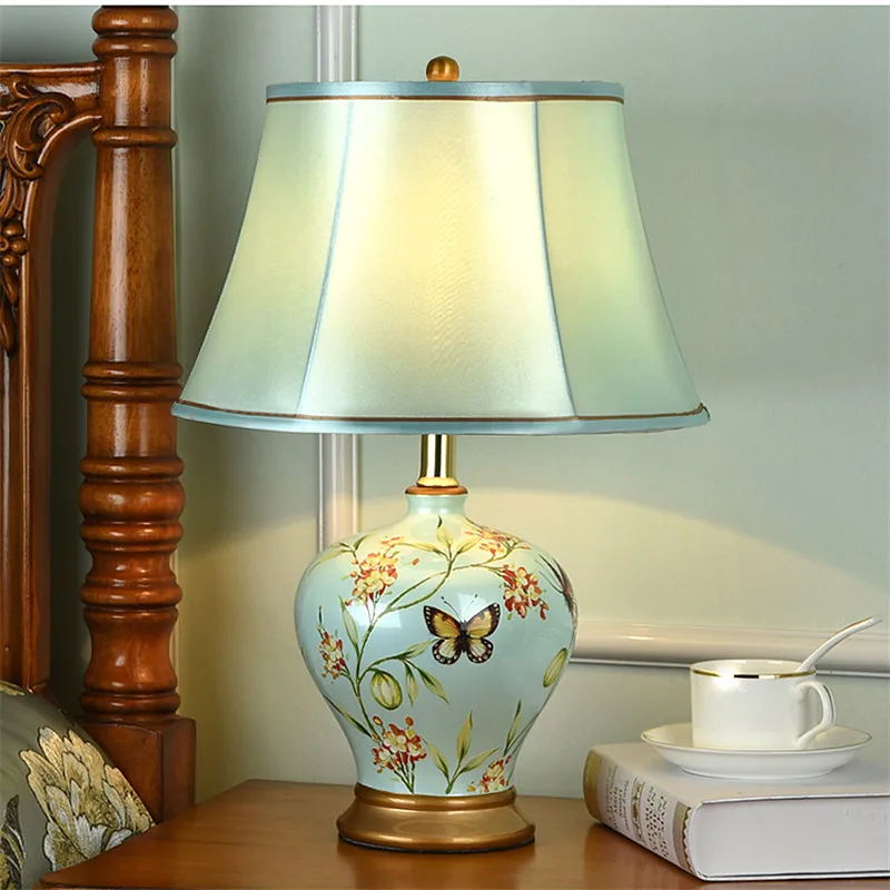 New Chinese Style Modern Flower Ceramic Table Lamps European Classic ...