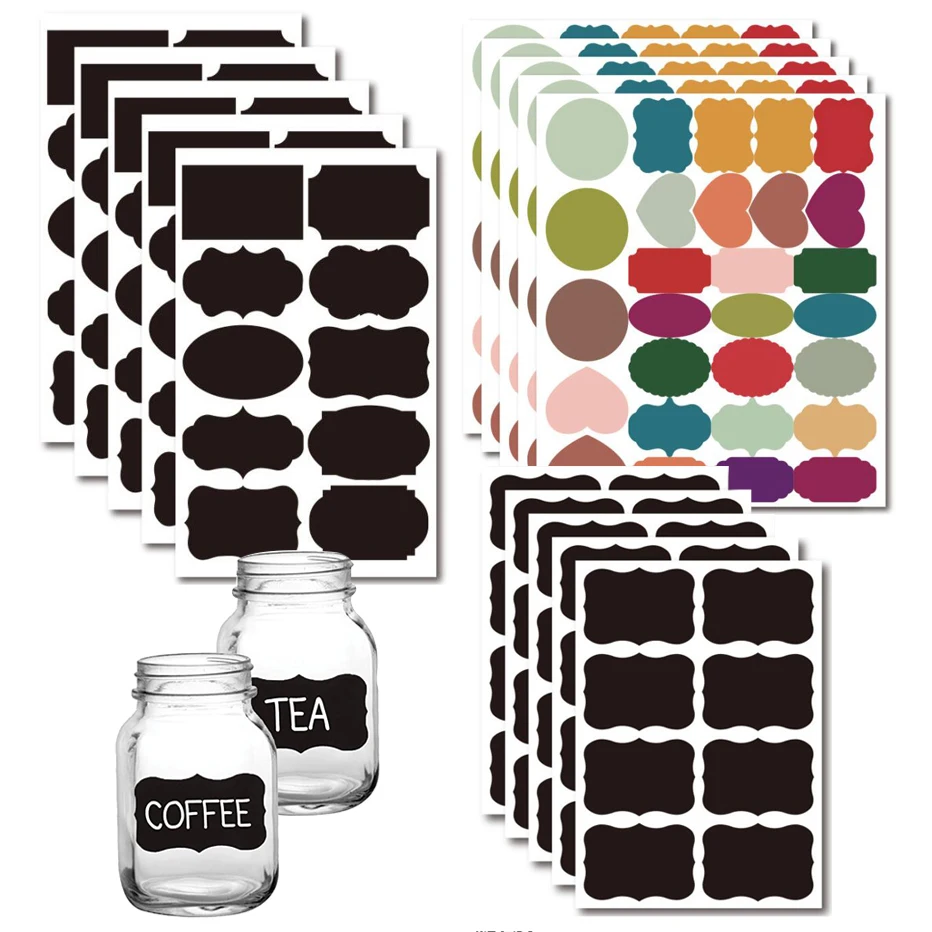 Colorful-Chalkboard-Labels-Stickers-with-Round-Rectangle-Heart-Shape ...