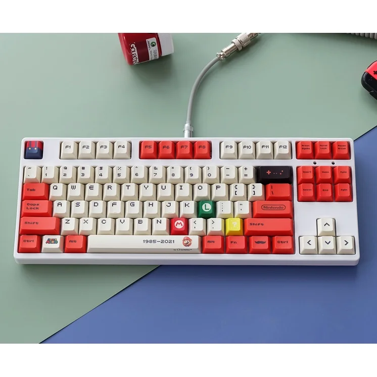 Teclado-mec-nico-de-Mario-teclas-Cherry-Profile-PBT-de-120-teclas ...