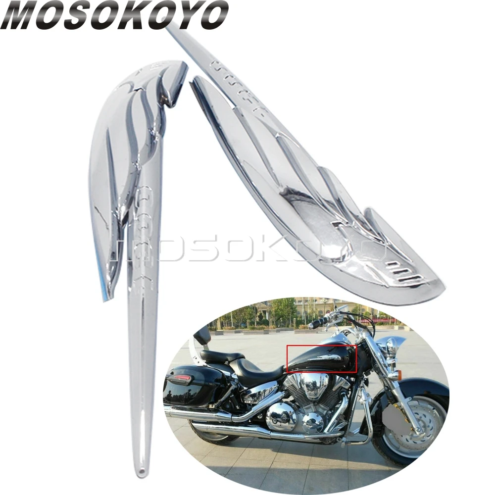 2pcs/pair Chrome Motorcycle Gas Tank Emblem Sticker Oil Fuel Tank Badge ...